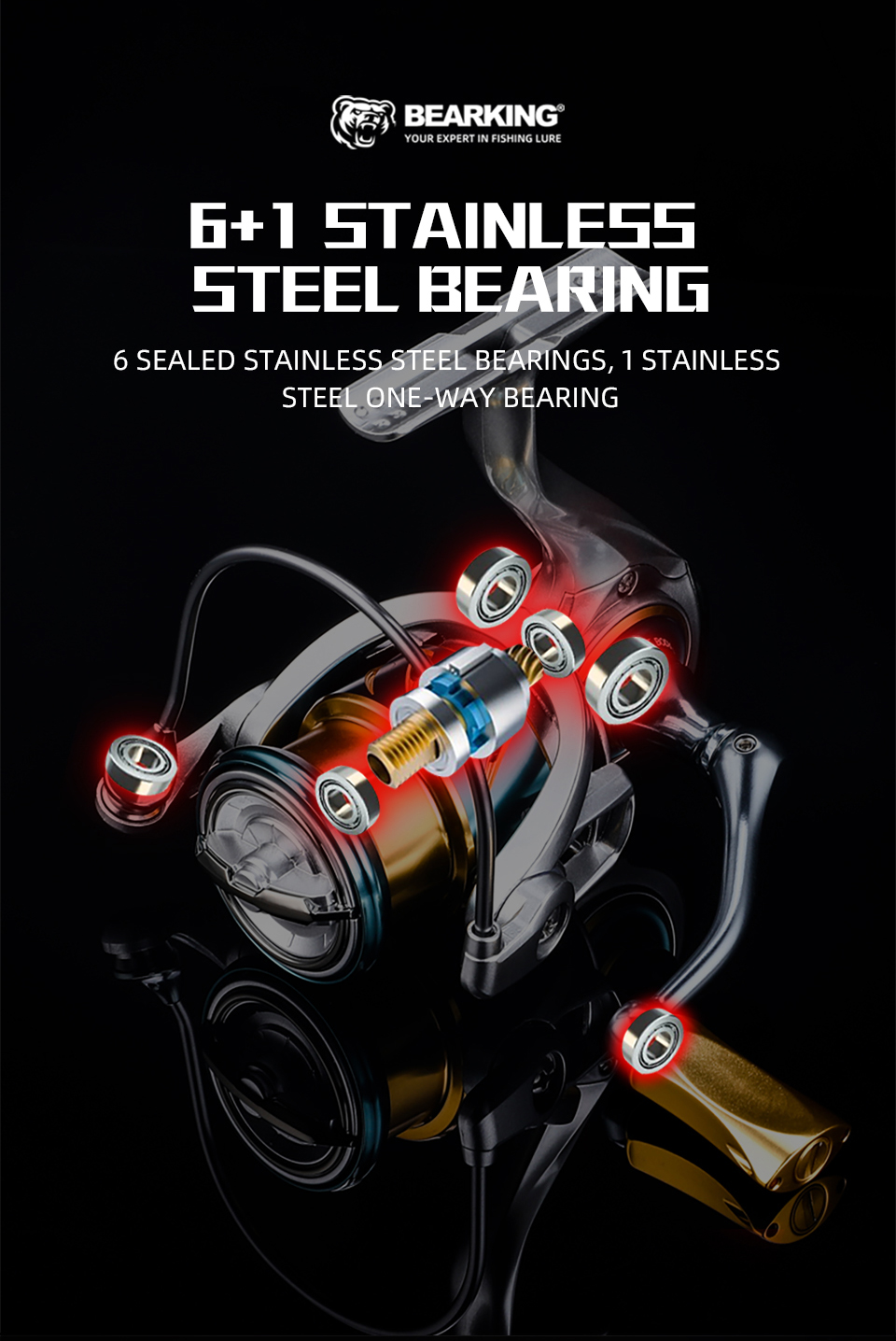 Bearking Official Store ARS Spinning Fishing Reel 6 + 1BB เปลี่ยน EVA Handle น้ําเค็มโลหะ Spool ...