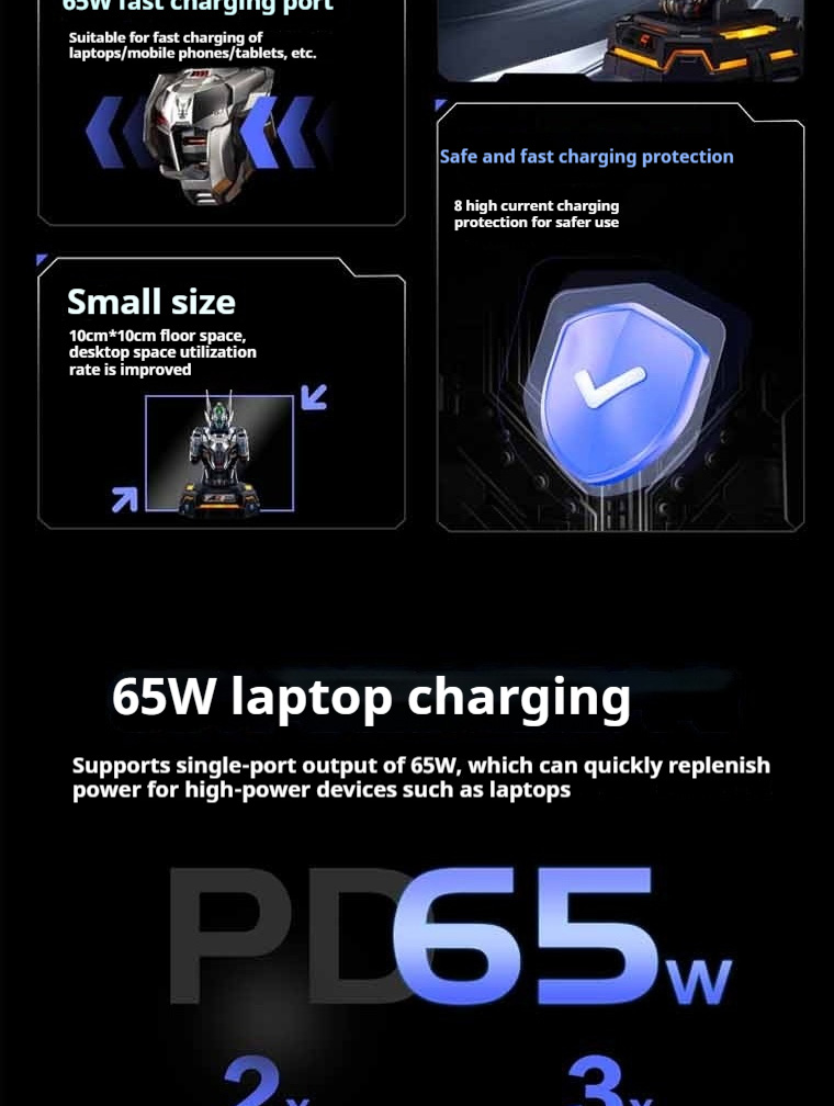 Moshow MCT-AP02 Wuchenghou Titanium Silver Version Bust Gallium Nitride/65W ศูนย์ชาร์จเดสก์ท็อป ...