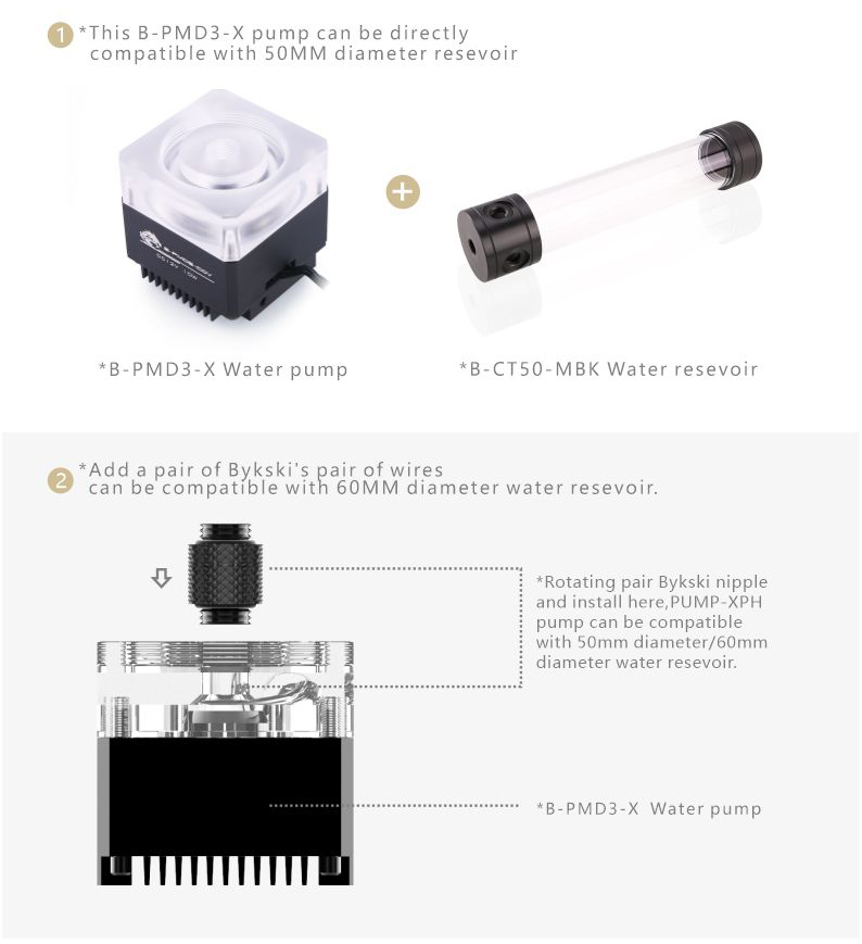 Bykski DDC ปั๊ม DC12V Maximum Flow Lift 6 เมตร 700L/H หม้อน้ําขนาด 62 ...