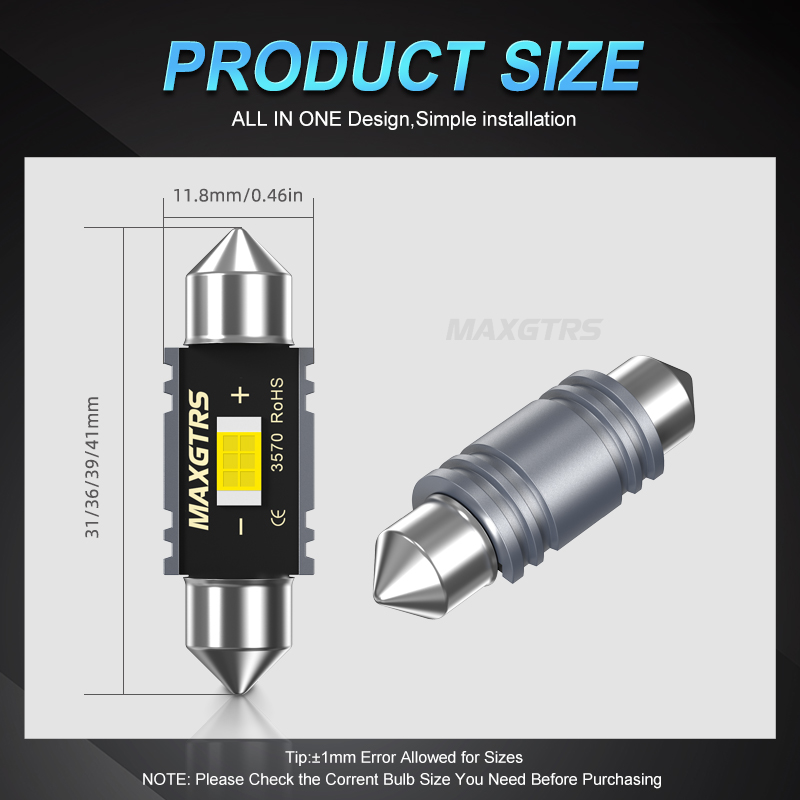 Maxgtrs 2x Festoon C5W C10W 3570 ชิปหลอดไฟ Canbus 31 มม./36 มม./39 มม./41 มม.รถ LED โคมไฟภายใน ...
