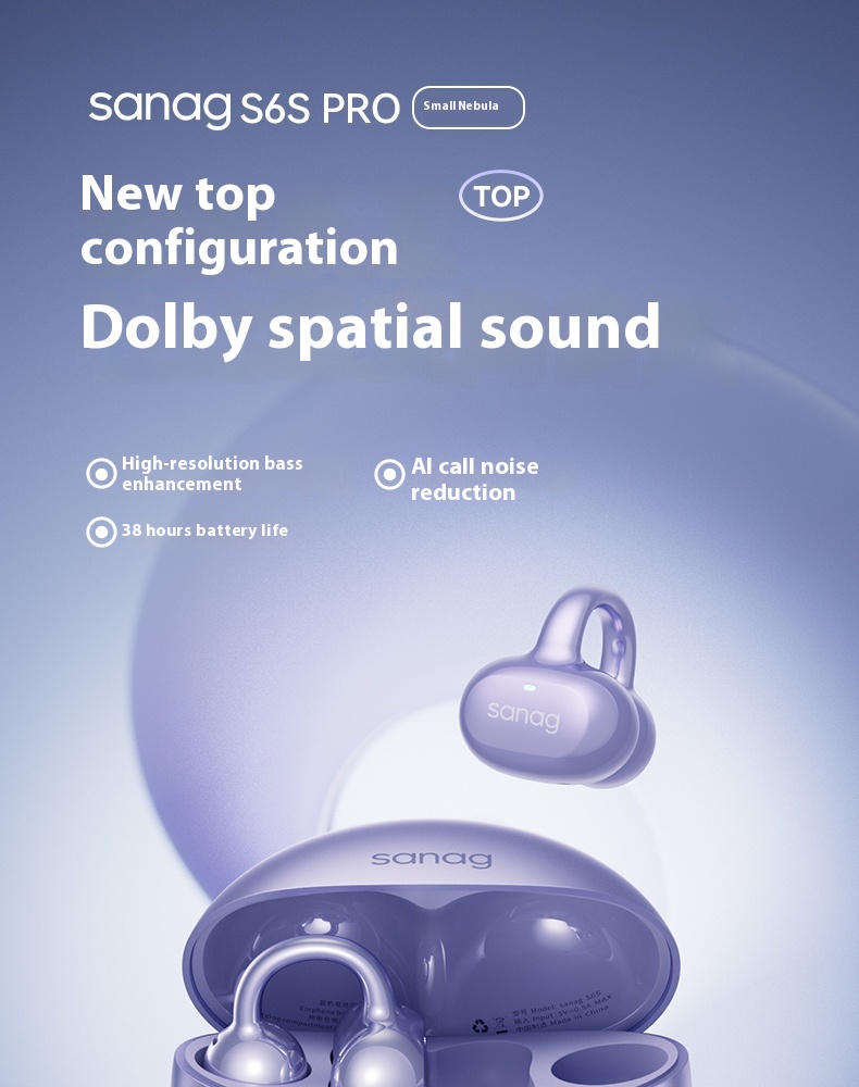 Sanag S6S Pro คลิปหูหูฟังบลูทูธเปิดไร้สาย Air Bone Conduction Non In Ear Movement | Shopee Thailand