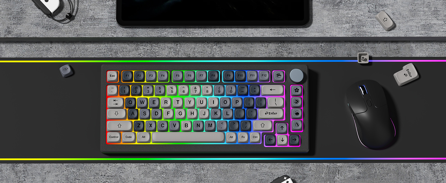Womier Retro MOA น่ารักสีเทา Keycaps 135 คีย์ Dye Sub Theme PBT Key Cap ...