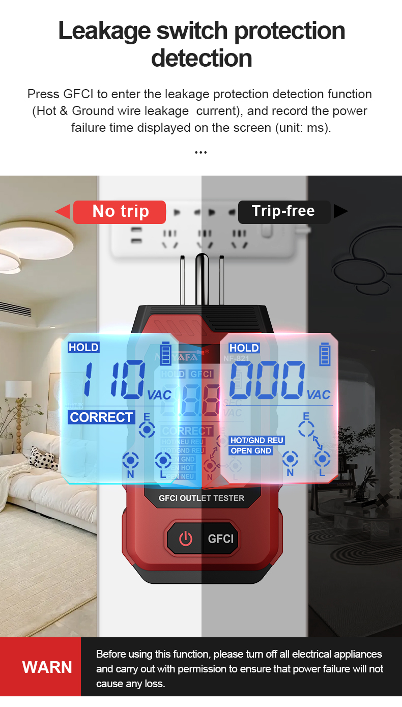 Noyafa Digital Smart Socket Tester Voltage Test GFCI Plug Detector US ...
