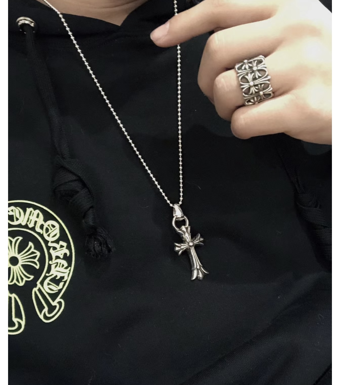 สร้อยคอ Chrome Hearts/สร้อยคอโซ่มุกไขว้คู่เงิน 925 INS | Shopee Thailand