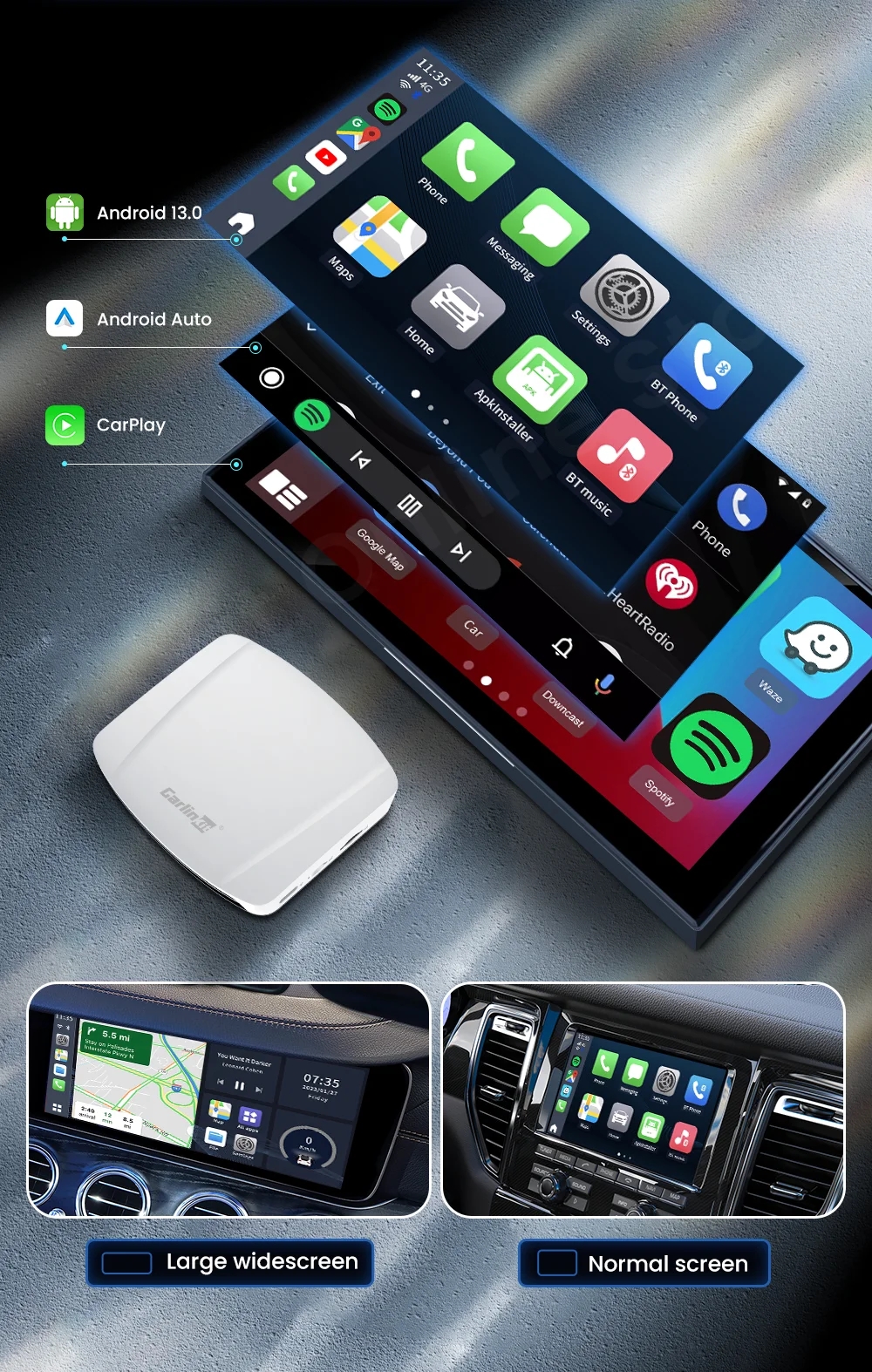 Carlinkit 2025 ใหม่ 8+128GB Android 13 CarPlay Ai Box UHD รองรับหลังคา ...