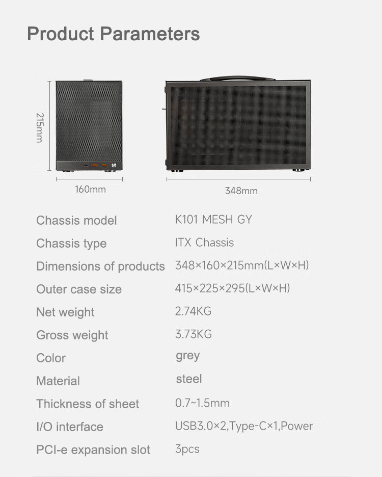 Pccooler K101 MESH Mini ITX เคสคอมพิวเตอร์,วัสดุเหล็ก/รองรับแหล่งจ่ายไฟ ...