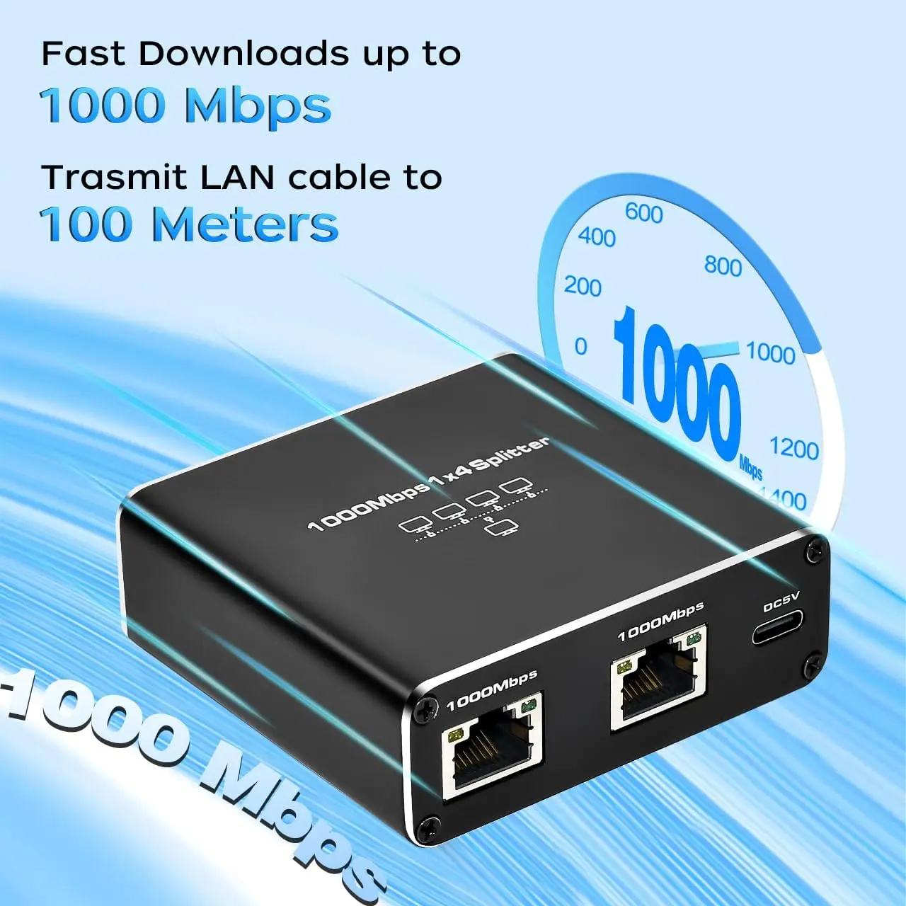 1000mbps 1 in 4 Out Ethernet Adapter 1 ถึง 2/3/4 RJ45 LAN Internet ...