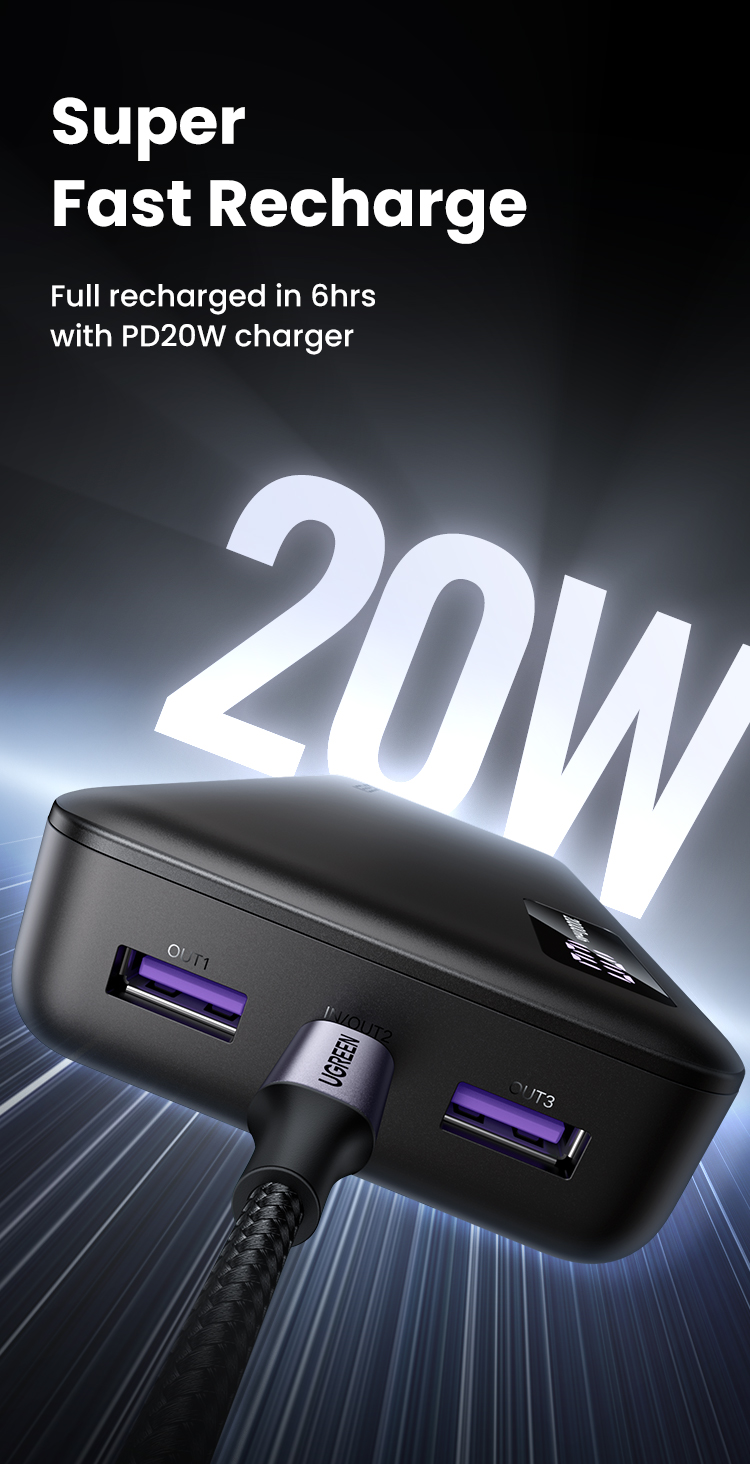 UGREEN 10000mAh/20000mAh 22.5W Max Power Bank แบบพกพา PD Fast Charging ...