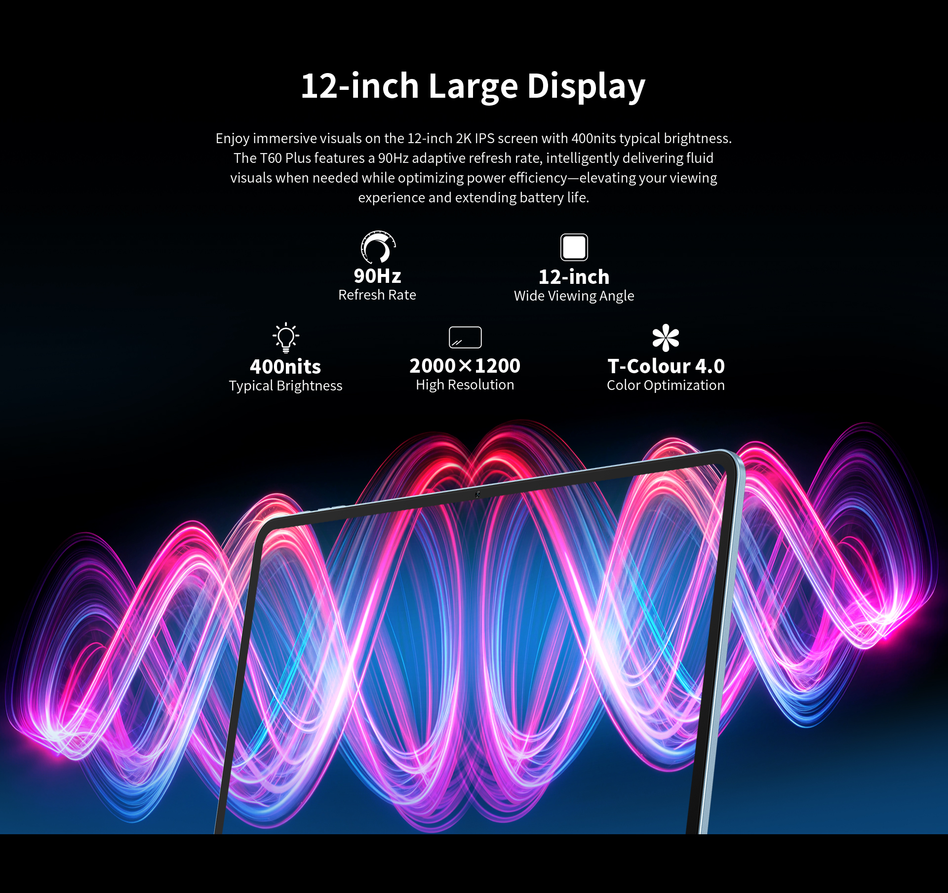 Teclast T60 Plus 12 "90Hz 2K จอแสดงผล Android 14 L1 MTK Helio G88 6GB ...