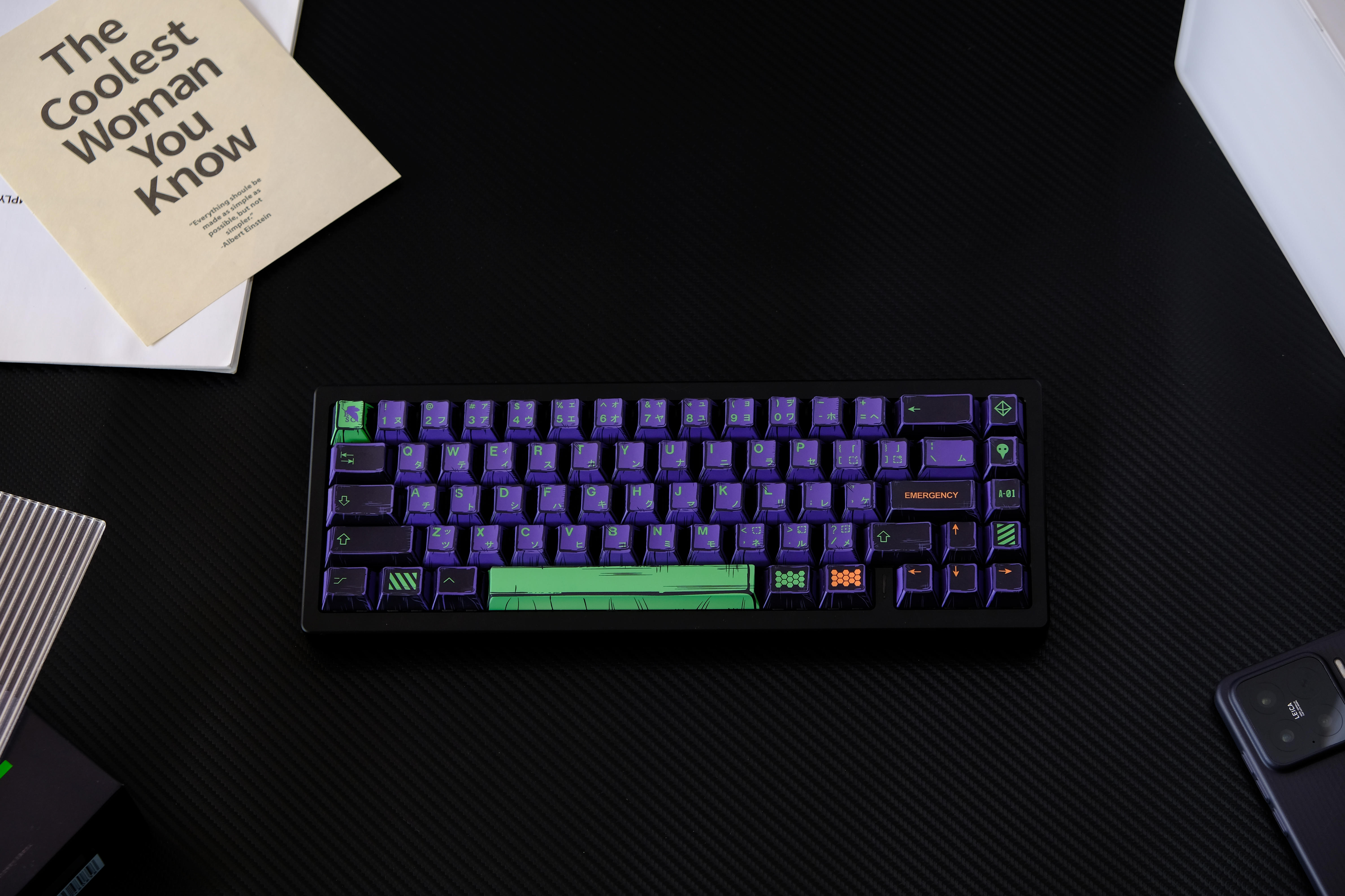 Eva Unit-01 Theme KeyCap ชุด 150 คีย์ PBT Custom สไตล์มังงะคีย์บอร์ด ...