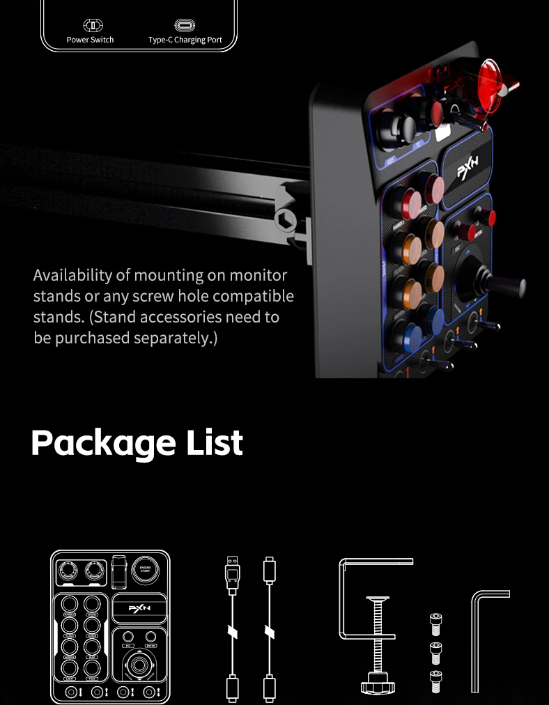 Pxn CB1 Simulator Race Central Control Box 30Programmable Button ...