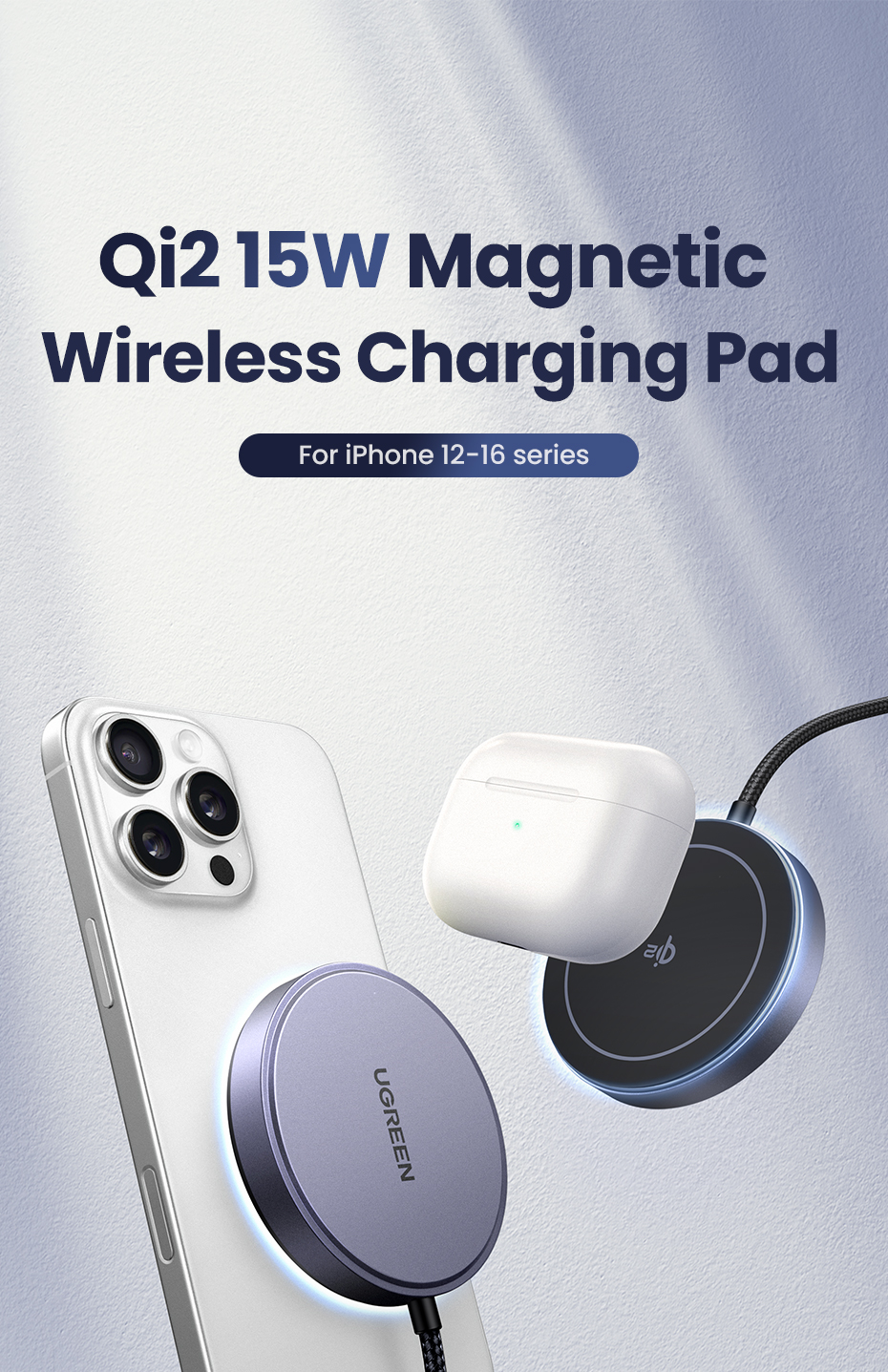 Ugreen MPP Qi2 15W Max Mganetic Wireless Fast Charging สําหรับ iPhone 16 Pro Max 15 Pro Max/14 ...