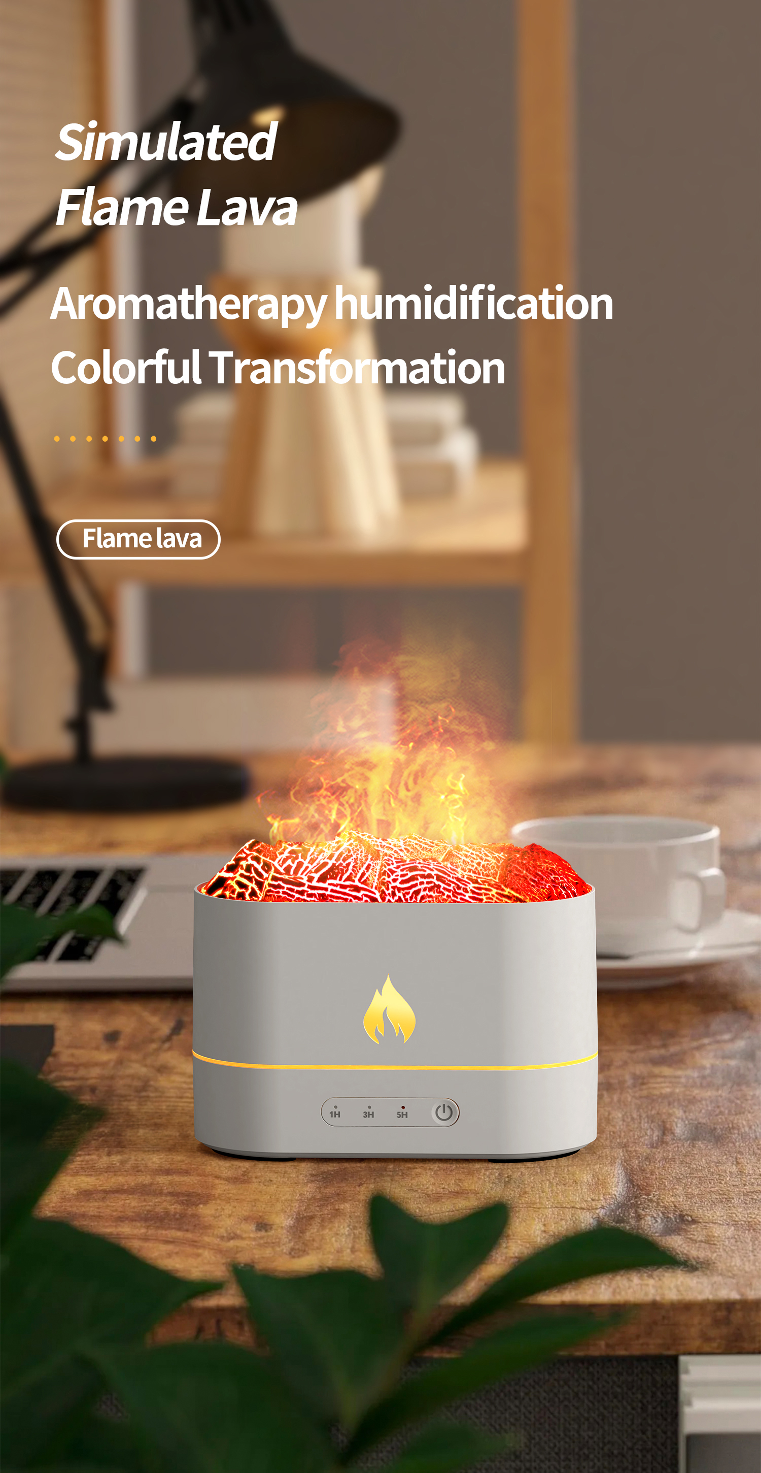 Ricodo Quality Life Lava Volcano Flame Ultrasonic Aroma Diffuser Light ...