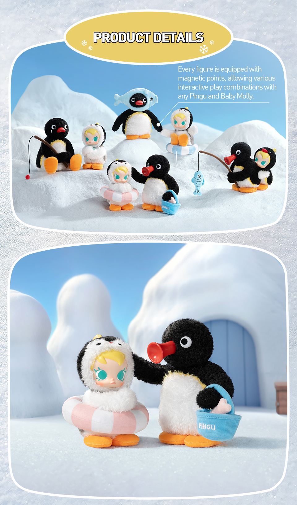 POP MART Baby Molly × Pingu Happy Fishing Series-Vinyl Plush Pendant ...