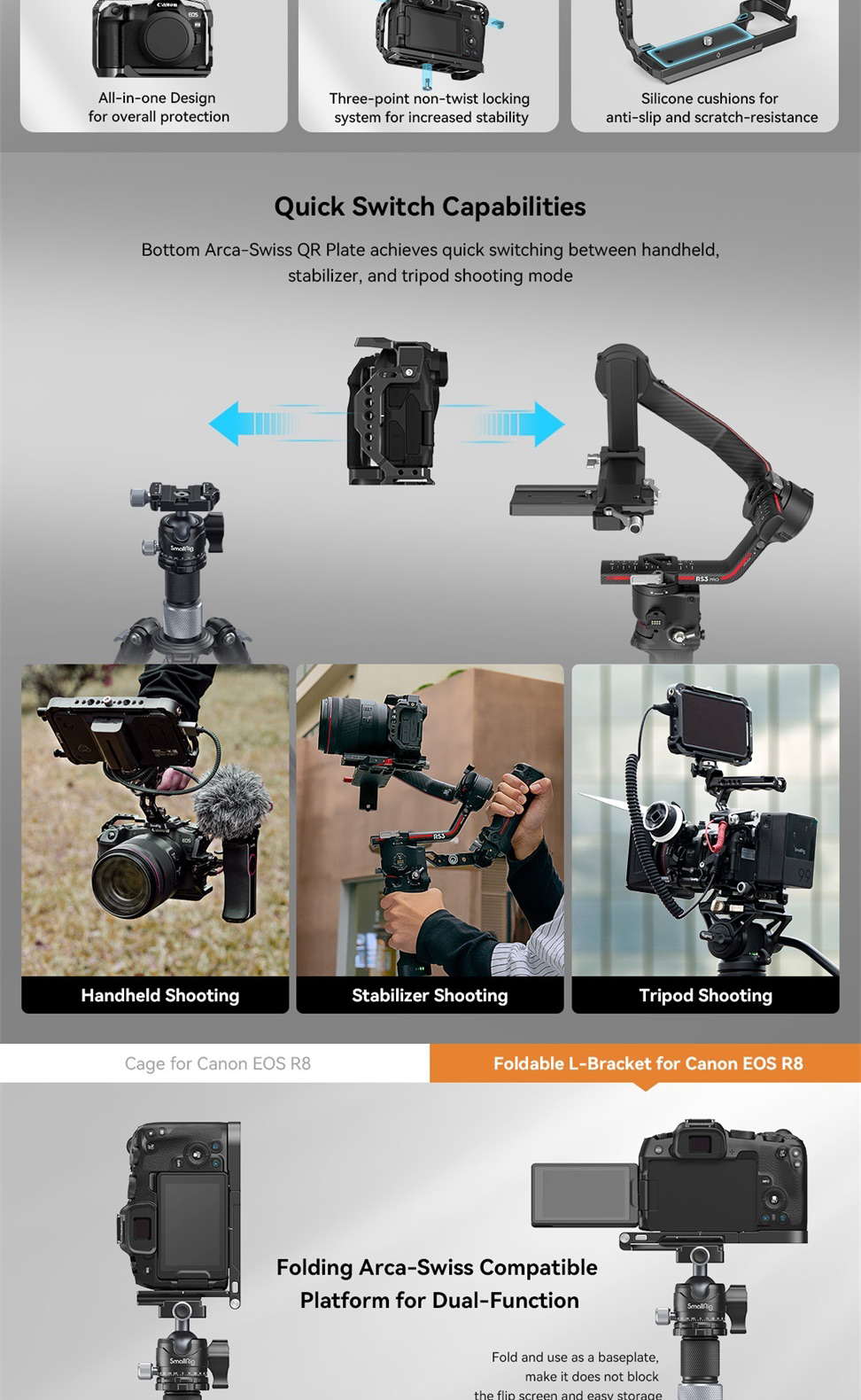 Smallrig Canon EOS R8/R50 อุปกรณ์เสริมCage/L-Bracket/Vlogging ขาตั้ง ...