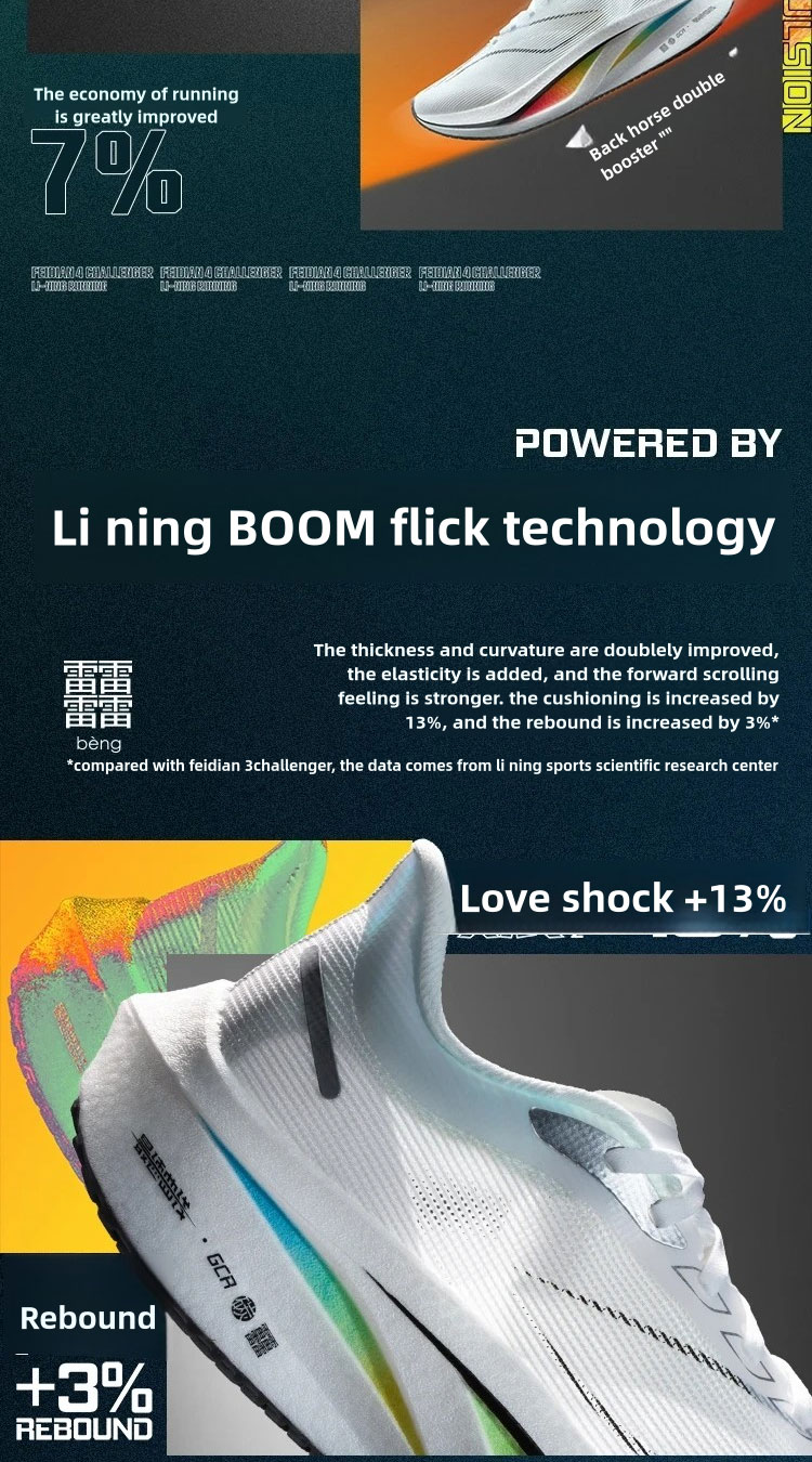 Li-ning FEIDIAN 4 CHALLENGER Men racing unning hoes rathable port hoes ...