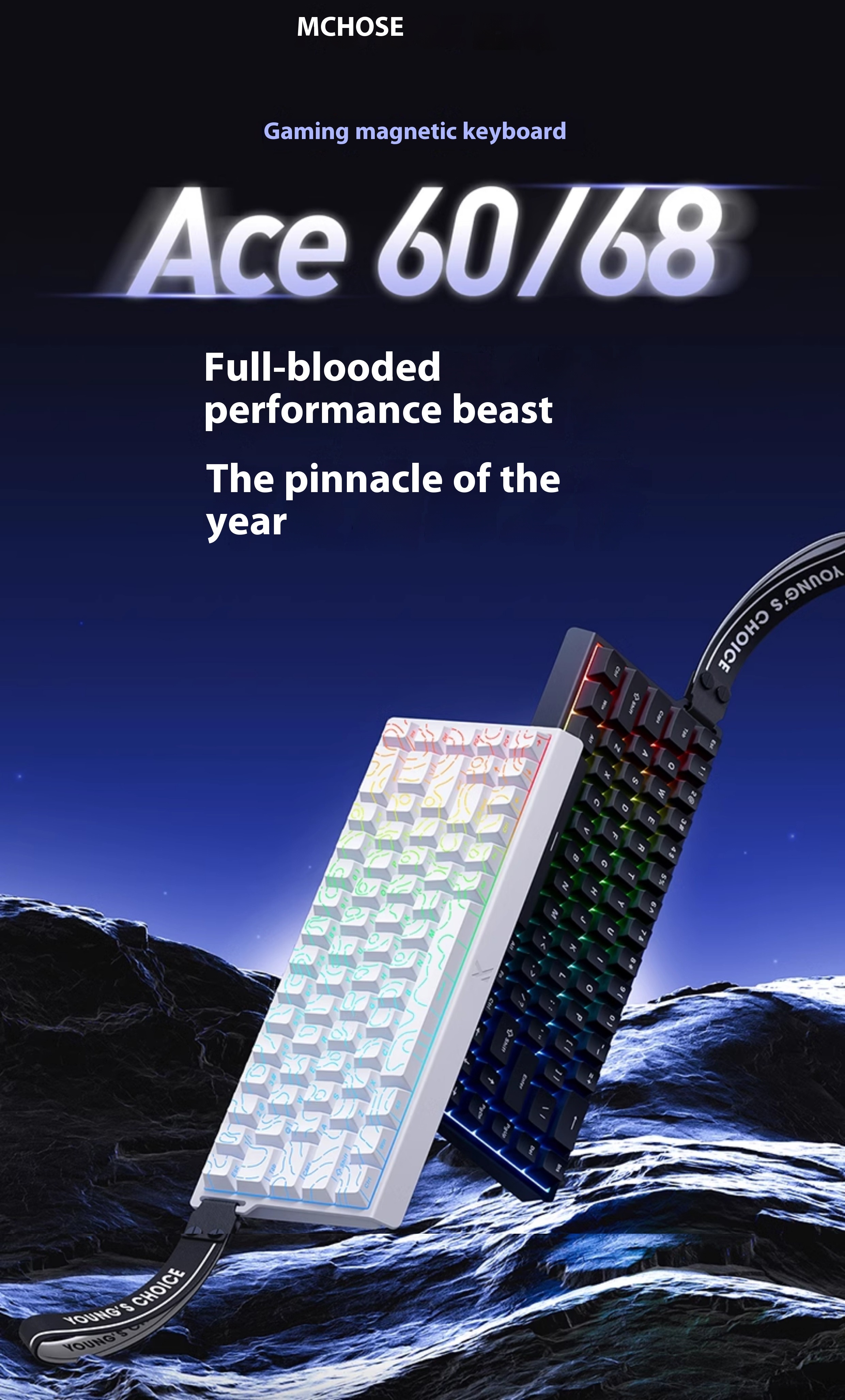 Mchose Ace 68 คีย์บอร์ดแม่เหล็ก 65% Hot swappable RGB 0.01ms Ultra Low Latency RT0.01-3.4 มม. ...