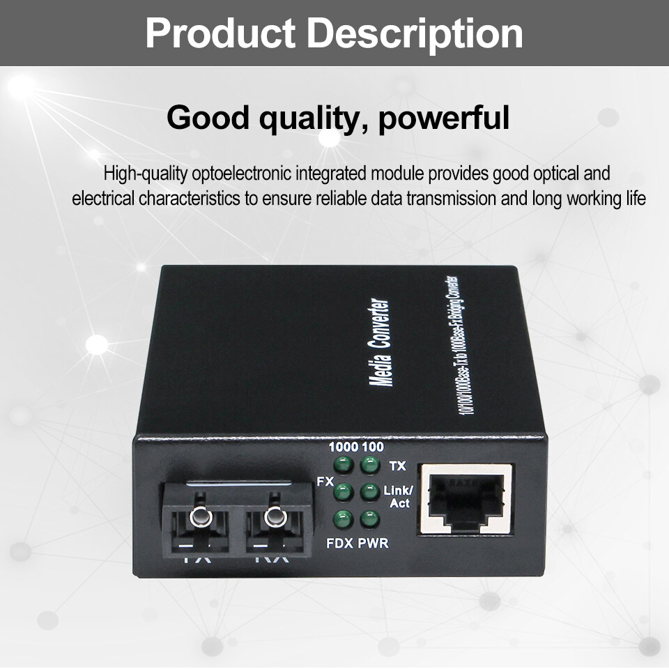 JT-COM Gigabit Ethernet Fiber Media Converter พร้อมตัวรับส่งสัญญาณ SC แบบ Singlemode 1Gb,10_100 ...