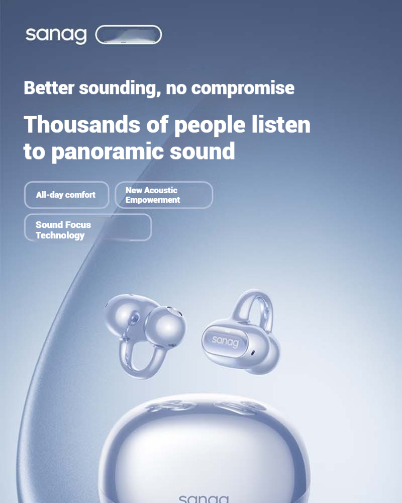 SANAG S8S AI Bluetooth Headset Bone Conduction Concept Ear clip Wireless Running Headphones ...