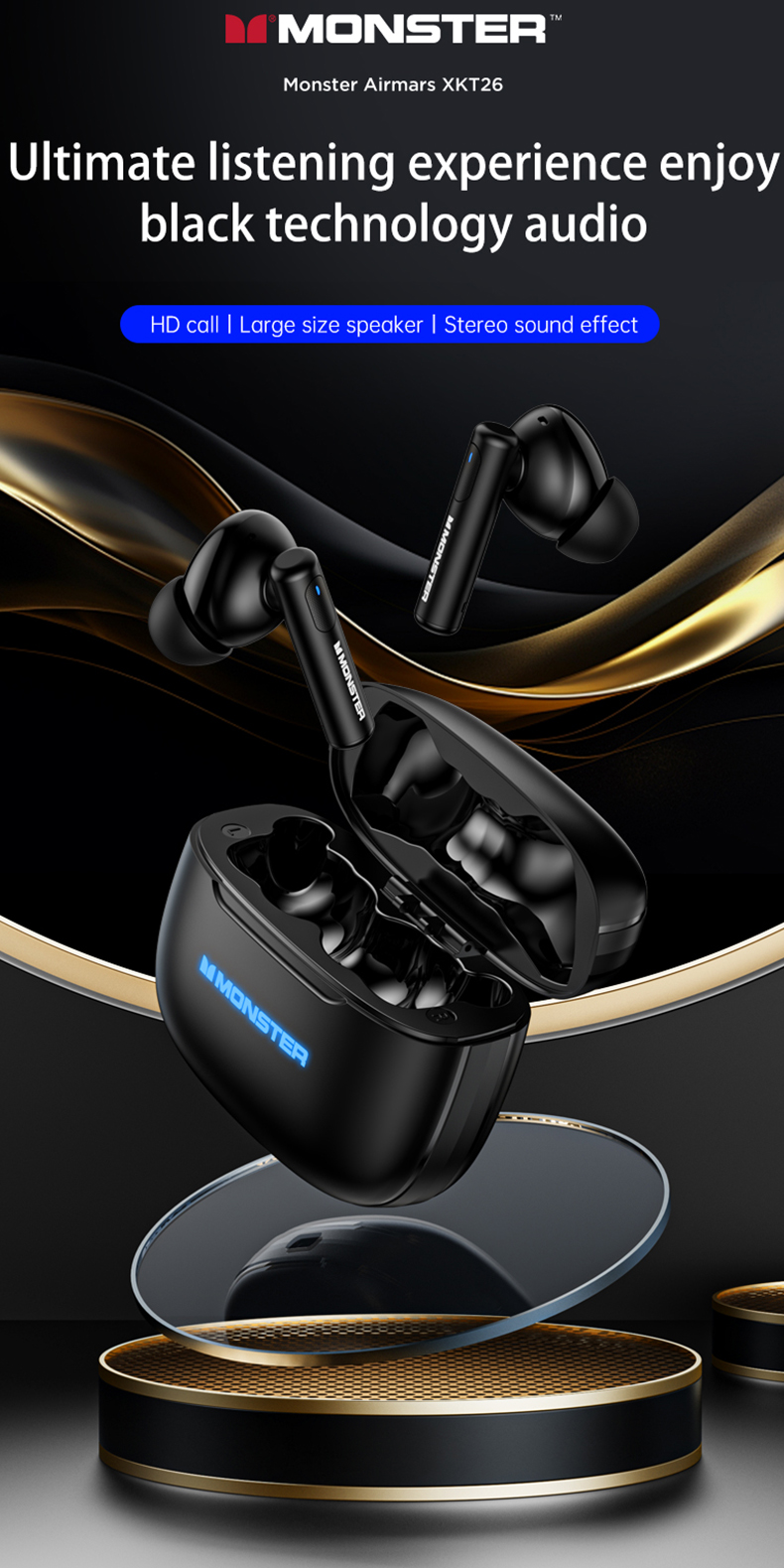 [พร้อมส่งในไทย] Monster XKT26 หูฟังบลูทูธไร้สาย 5.4 โทรคุยชัด เสียงดี ...