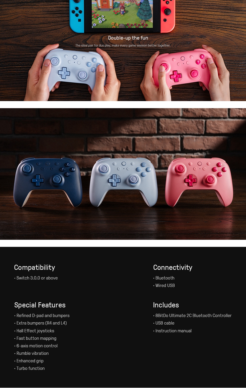 8bitdo Ultimate 2C ตัวควบคุมบลูทูธเข้ากันได้กับ Nintendo Switch OLED ...