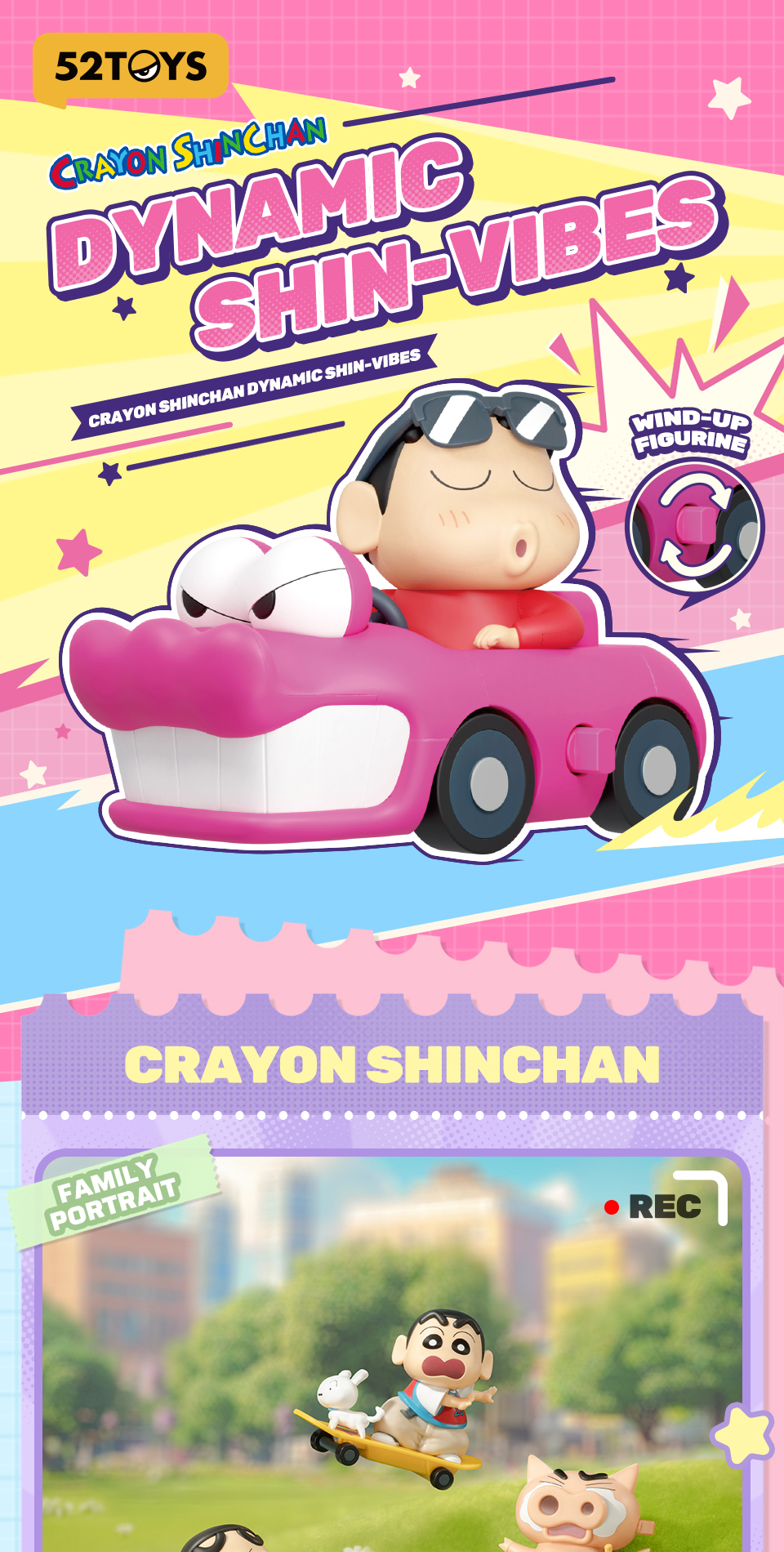 52TOYS Crayon Shinchan Dynamic Shin-Vibes Series Blind Box Figure Toy ...