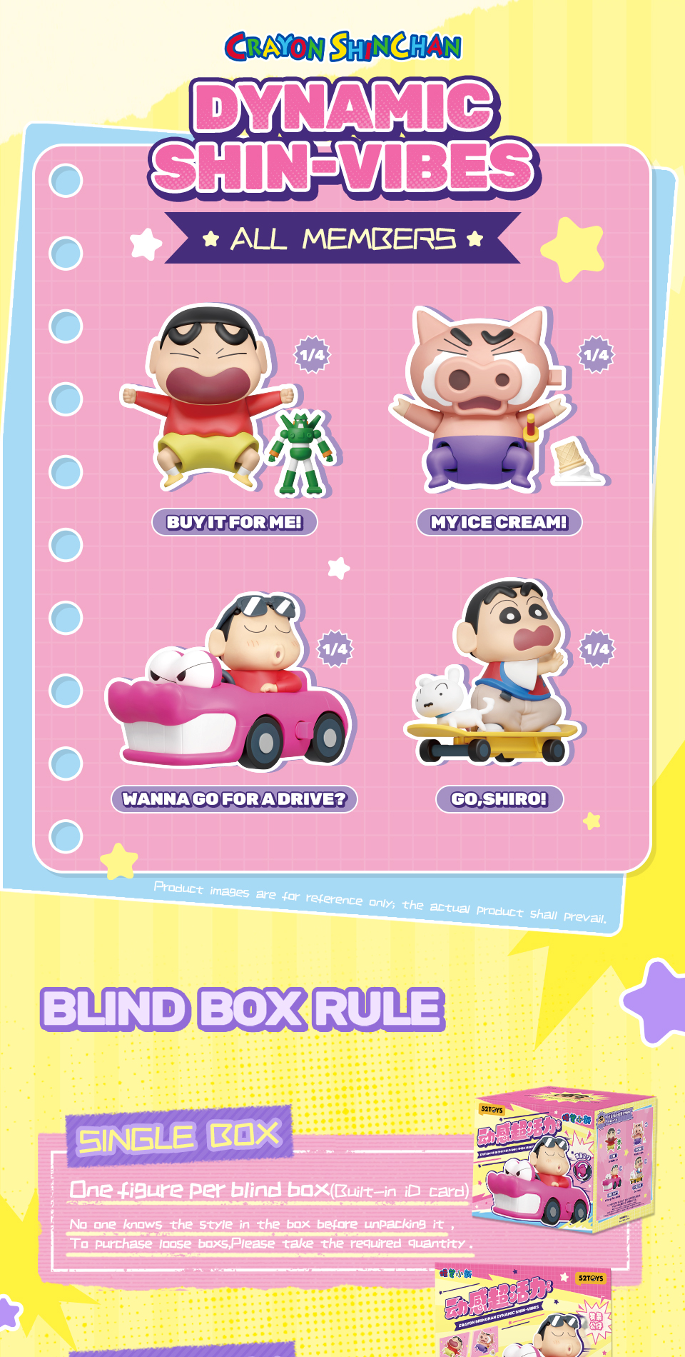 52TOYS Crayon Shinchan Dynamic Shin-Vibes Series Blind Box Figure Toy ...