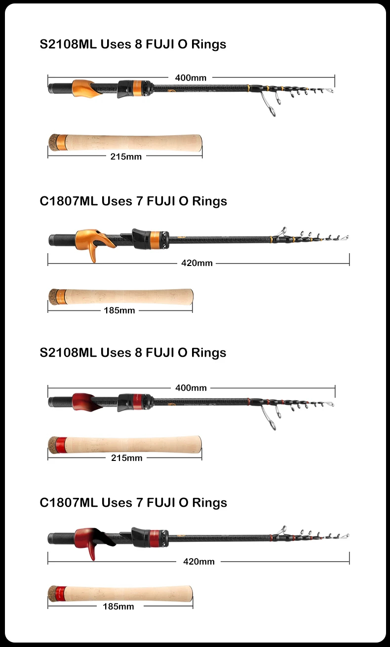 Purelure ใหม่ Telescopic Rod 1.86m 2.10m ML Power BFS 7ft Travel Rod ...