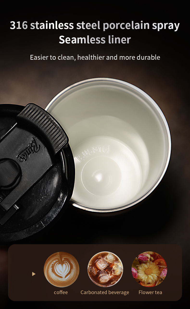 Bincoo แก้วกาแฟสร้างสรรค์ เซรามิค Liner ถ้วยฉนวนแบบพกพา 316 แก้วสแตนเลส 380ML | Shopee Thailand