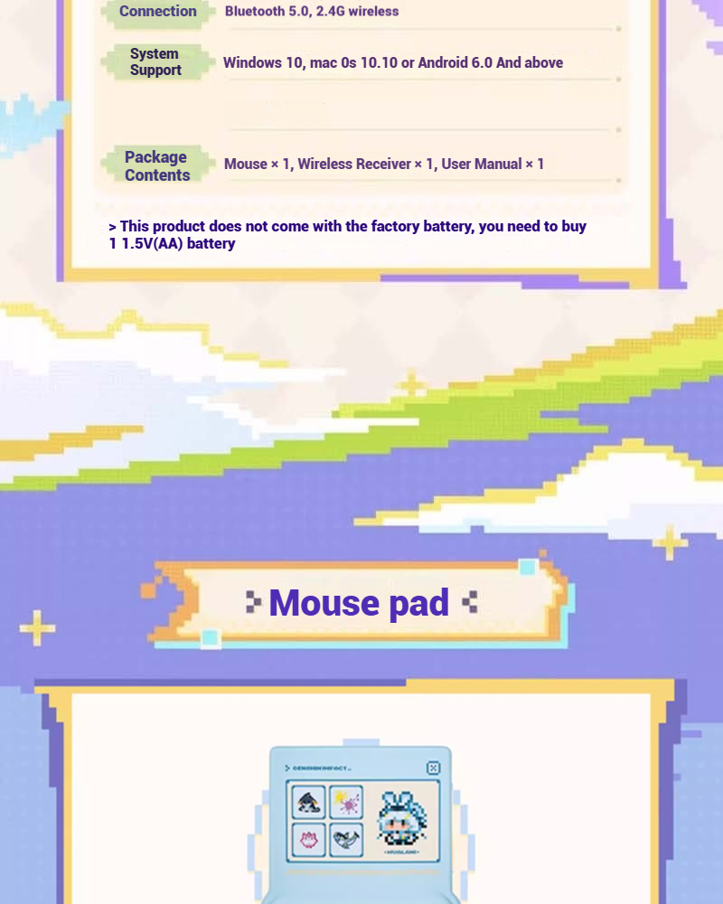 Genshin Mualani Multicolor Series dual mode Mouse Pixel mouse pad ...