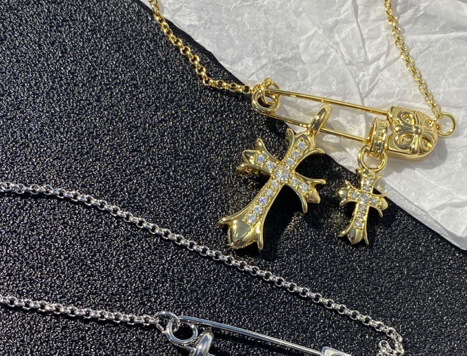 2025 NEW สร้อยคอ Double Cross Pin-LENGTH ABOUT 52CM | Shopee Thailand