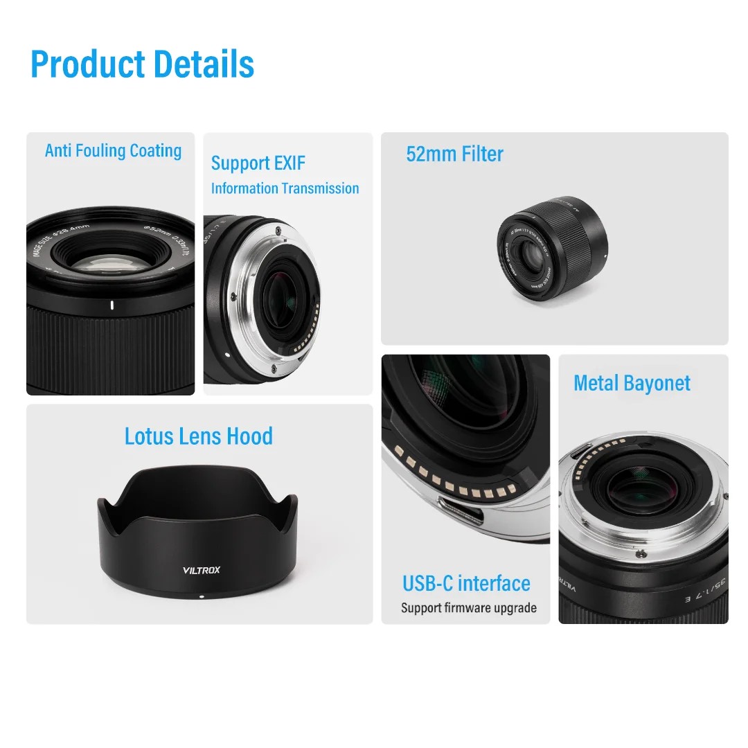 Viltrox 35 มม. f1.7 APS-C เลนส์โฟกัสอัตโนมัติสําหรับกล้องมิเรอร์เลสเมาท์ Fuji X / SonyE / Nikon ...