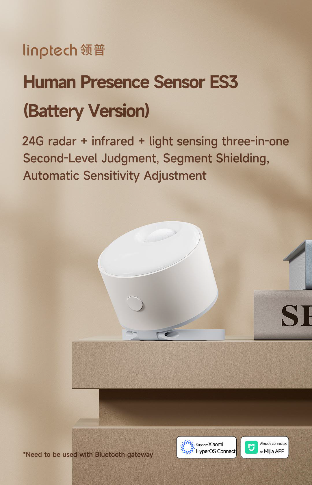 Linptech ES3 Human Presence Sensor เรดาร์ 24G + อินฟราเรด + การตรวจจับแสงการปรับความไวอัตโนมัติ ...