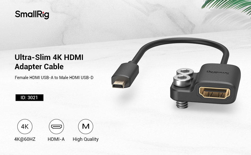 SmallRig Universal Camera Ultra Slim 4K HDMI Adapter Cable (D to A ...
