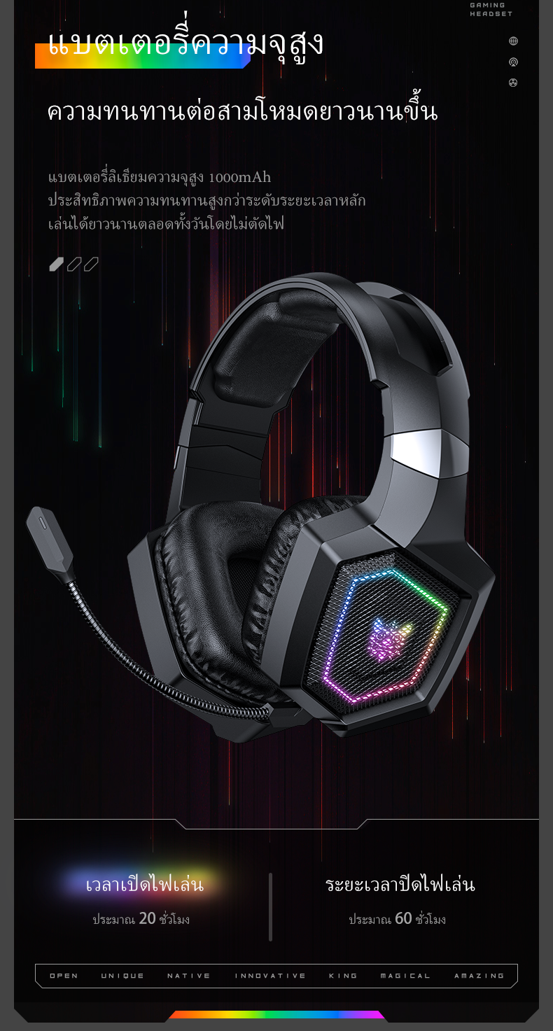 Onikuma GT806 Wireless Three Mode E-Sports Gaming Headset ไมโครโฟนแบบ ...