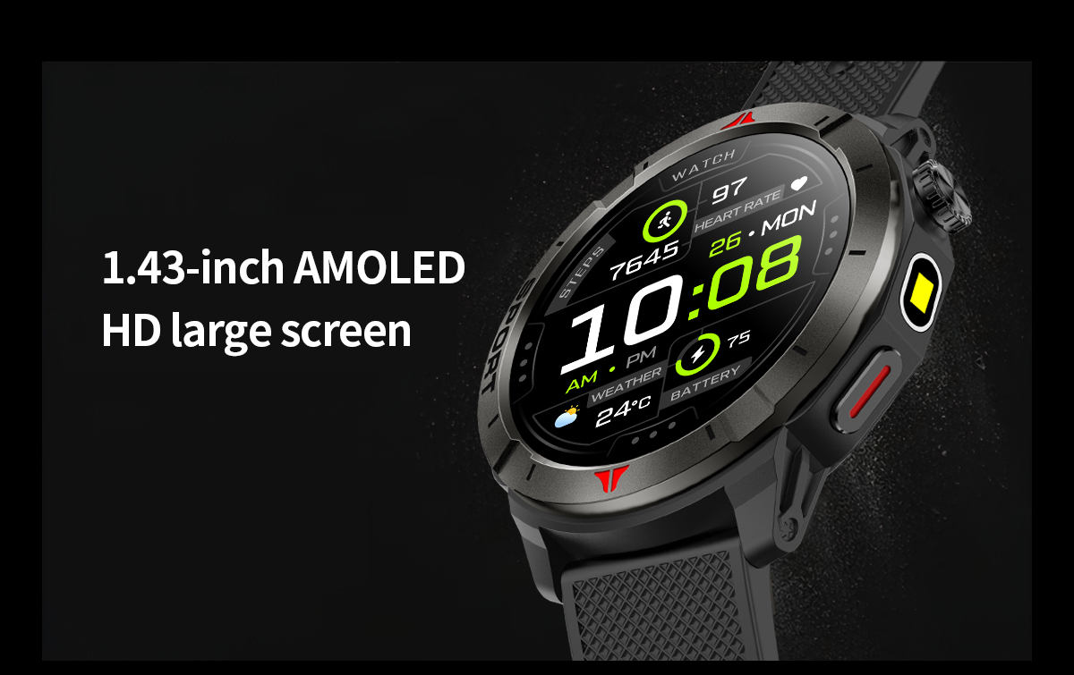 Aolon NAVI R4 สมาร์ทวอทช์ 1.43 "หน้าจอ AMOLED GPS Smartwatch พร้อมการ ...