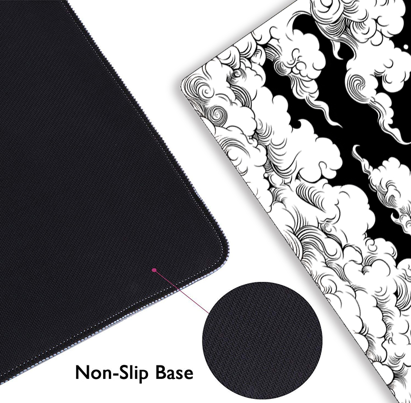 สีดําและสีขาวญี่ปุ่น Cloud Desk Mat Mousepad ขยาย Mousepad ขนาดใหญ่ ...