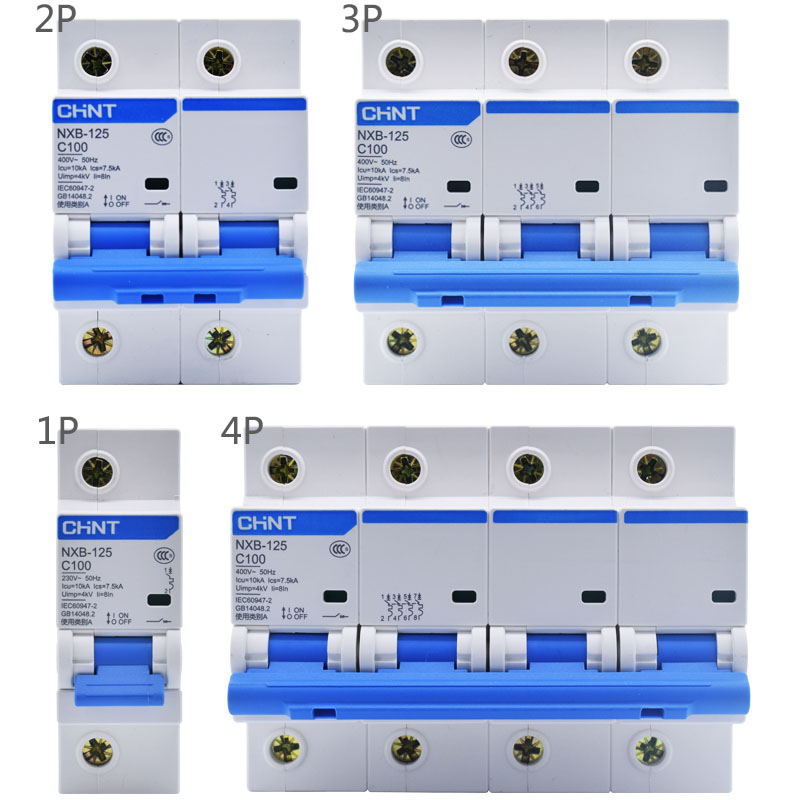 Chnt CHINT NXB-125 1P 2p 3P 4P 63A 80A 100A 125A 230V 220V 50HZ Miniature circuit breaker MCB ...