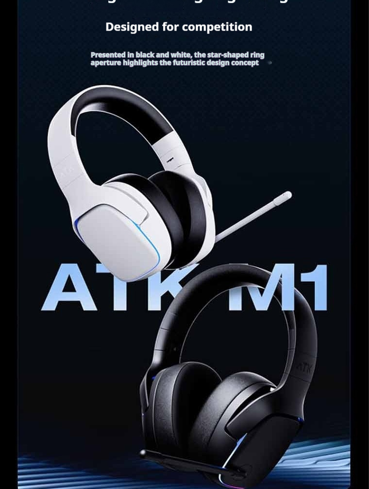 ATK MercuryM1 three mode wireless Bluetooth headworn video game headset, virtual 7.1 surround ...
