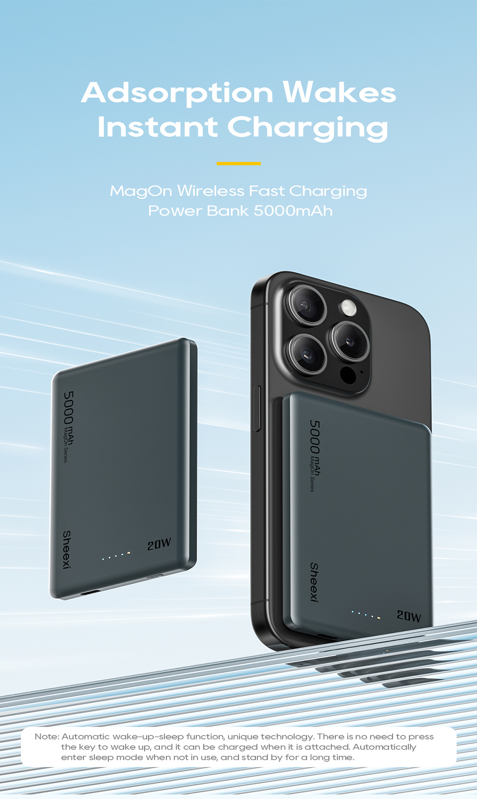 Sheexi Magsafe 5000mAh PD20W ไร้สายแม่เหล็กดูดชาร์จ bank Fast Charge ...