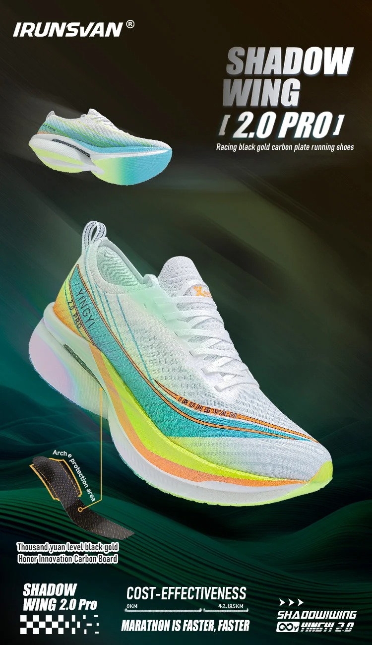Irunsvan 2503 SHADOW WING 2.0 PRO 2025 Marathon Air Cushion Men กีฬารองเท้าวิ่งแผ่นคาร์บอน Trail ...