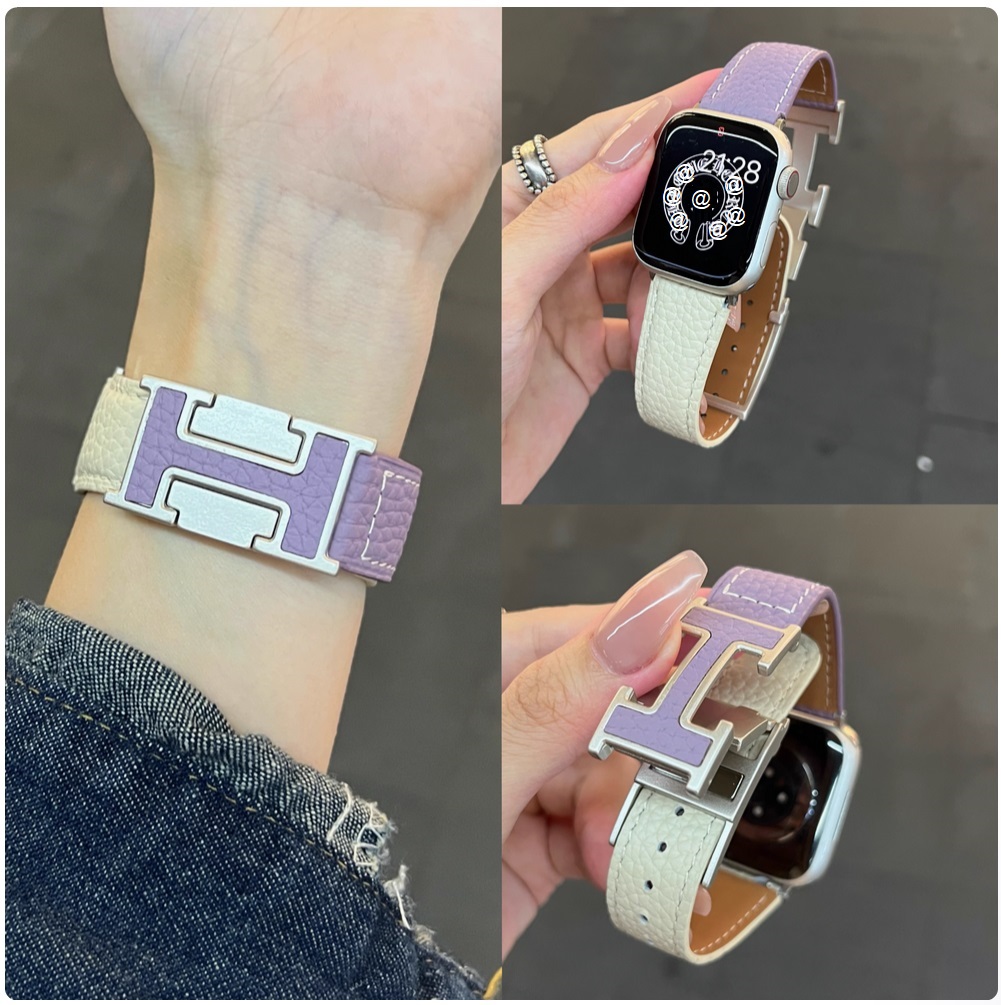 Leather Magnetic H Buckle Watch Strap For สาย i Watch Strap Bracelet ...