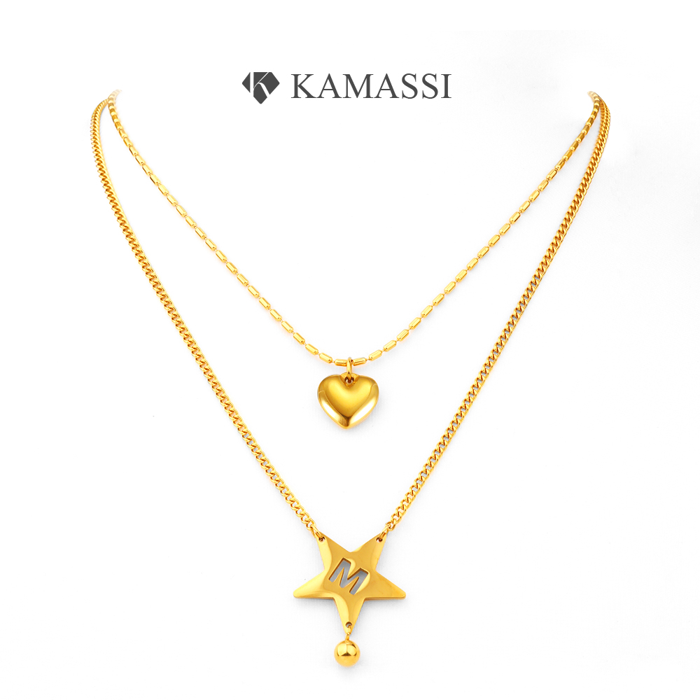 KAMASSI ซื้อ 1 แถม 1 สร้อยคอตัวอักษรสแตนเลส ไม่แพ้ง่าย ไม่ลอกดำ[ของขวัญ ...