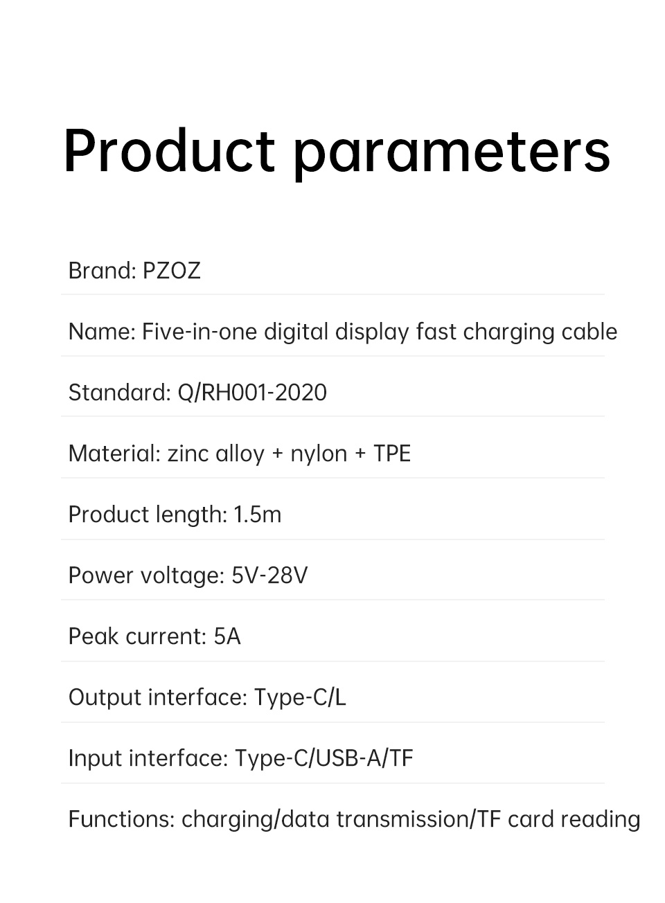 Pzoz 140W TF Card Reader สายดิจิตอลจอแสดงผล 5 ใน 1 สาย OTG ข้อมูลสาย ...