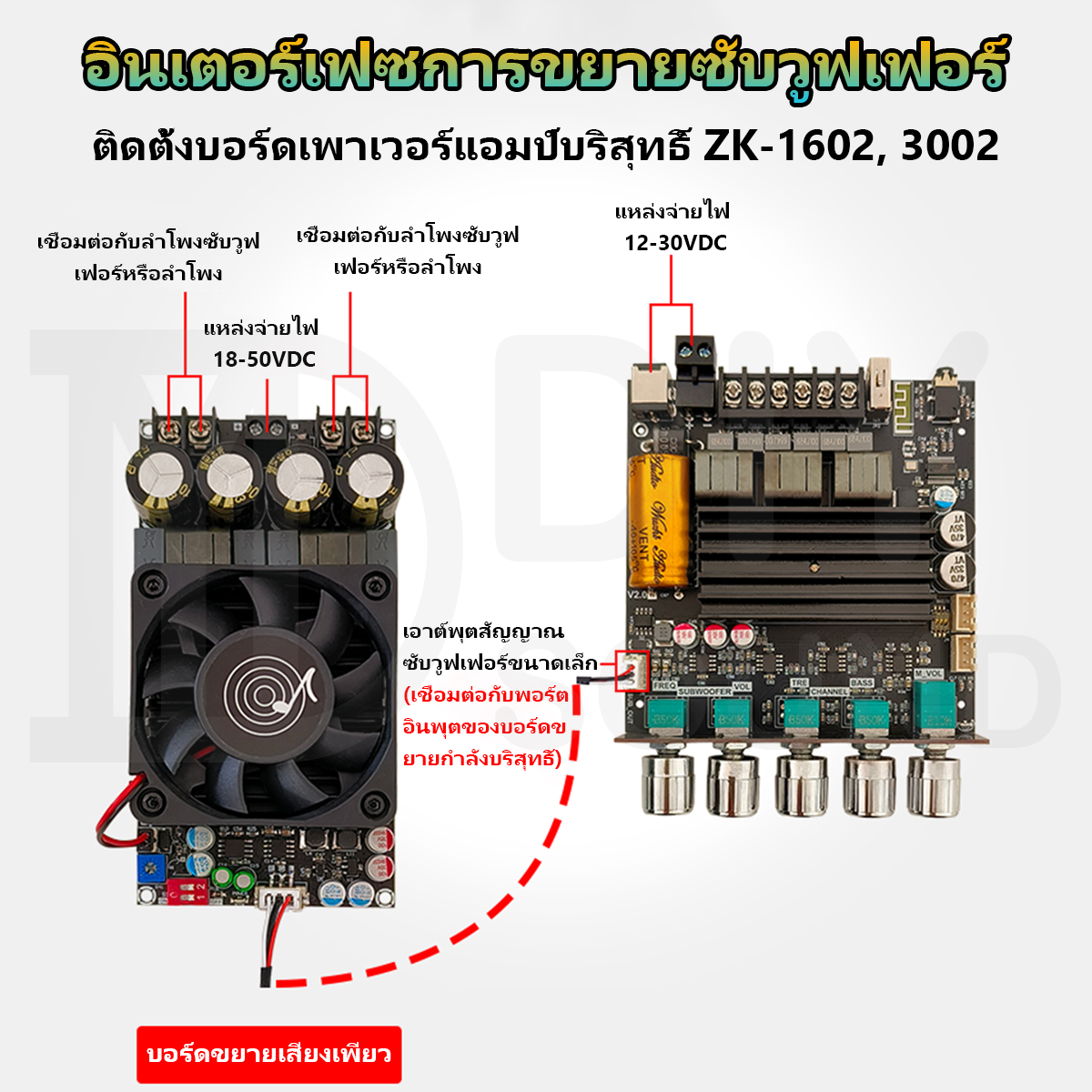 DIYsound แท้ ZK ST21 แอมป์จิ๋ว 2.1 100W*2+200W DC 12-30v รองรับการติดตั้ง ZK-AMP ชิปบลูทูธ ...