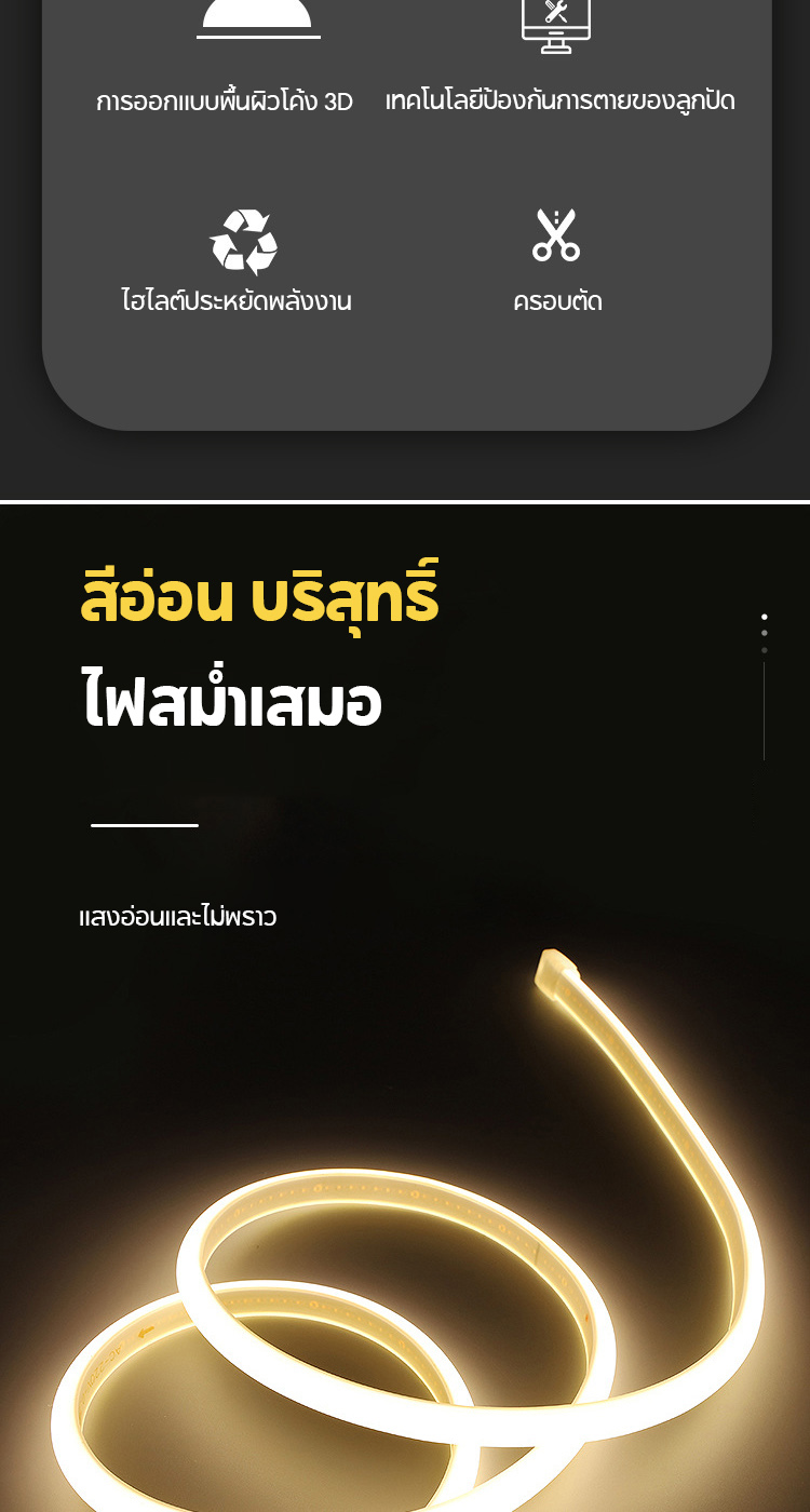 220v ไฟ led นีออน กันน้ำนีออน แถบไฟยืดหยุ่น พร้อมปลั๊ก ไฟตกแต่งภูมิทัศน์ลาน แถบแสงพิเศษกลางแจ้ง ...