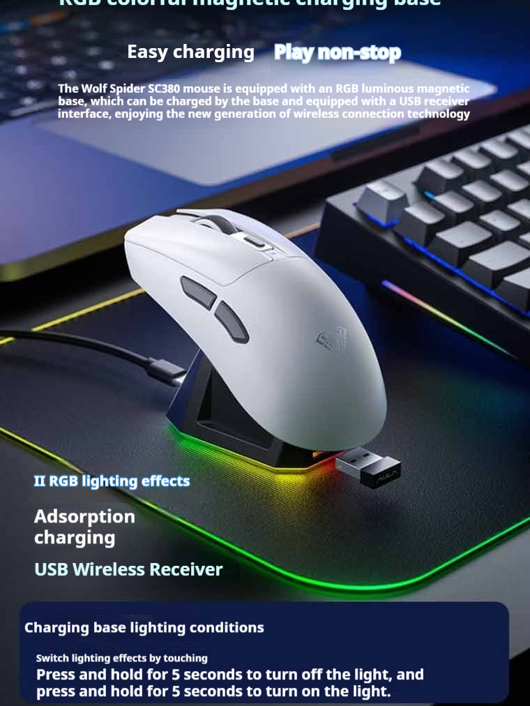 Aula SC380 เมาส์สามโหมด ดีไซน์น้ําหนักเบาเป็นพิเศษ เหมาะสําหรับเมาส์เกม E-sports มือขนาดกลางและ ...