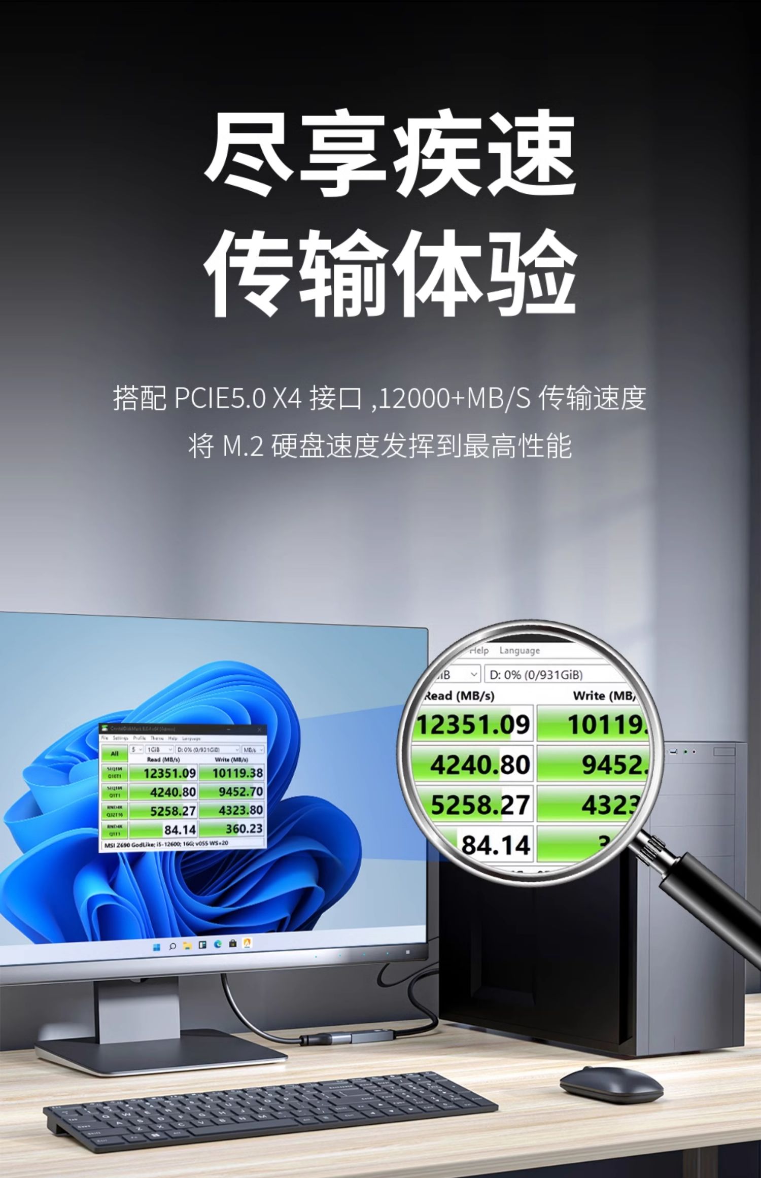 M2-PC5.0 Pro PCIE5.0 ถึง M.2 อะแดปเตอร์ความเร็วสูงการ์ด, PCIe5.0 ถึง M ...