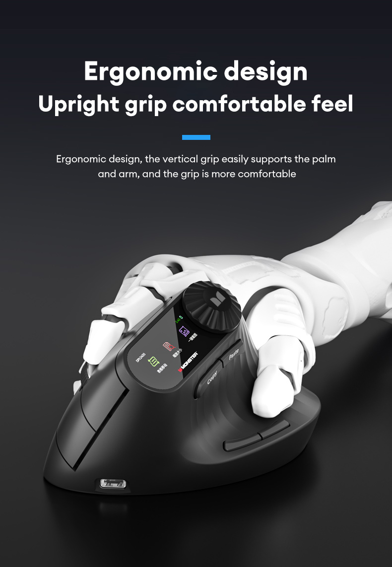 Monster M2 MAX เมาส์บลูทูธไร้สายไม่ลื่นออกแบบตามหลักสรีรศาสตร์แสงอุปกรณ์หลายอายุการใช้งาน ...