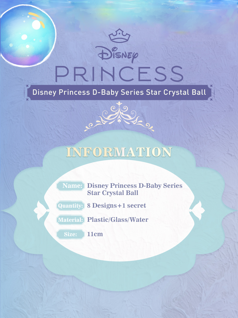 52TOYS Disney Princess D-baby Series Star Crystal Ball Series Blind Box ...